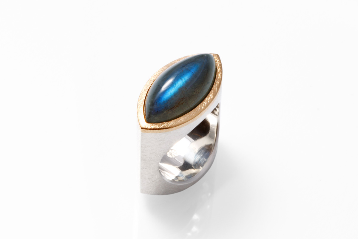 Silber-Gelbgold-Ring UNTEN WIE OBEN Labradorith - Goldschmiede Einklang